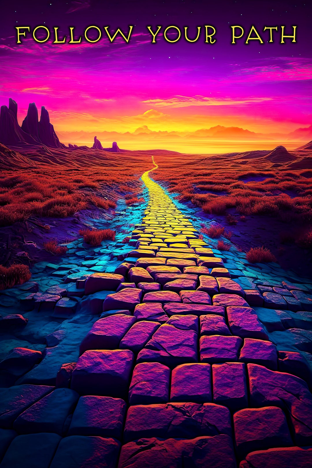 Follow Your Path - Poster, Blacklight Poster, Fun, Wall Art ...