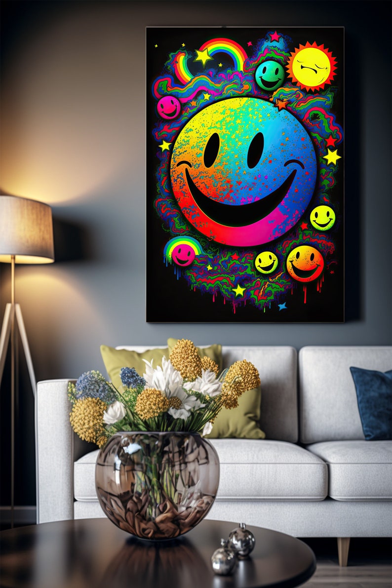 Fun Smile - Poster, Blacklight Poster, Wall Art, Trippy, Party, Any ...