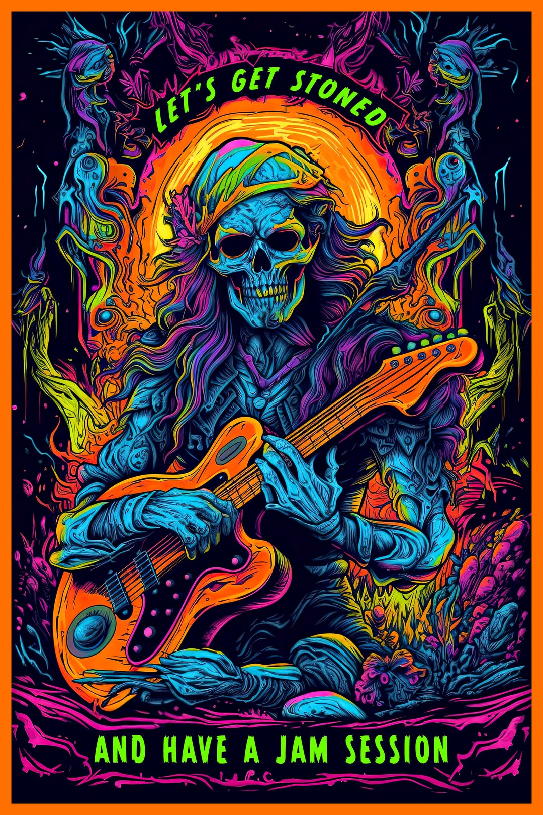 Jam Session - Monster Guitar Series, Poster, Blacklight Poster, Wall ...