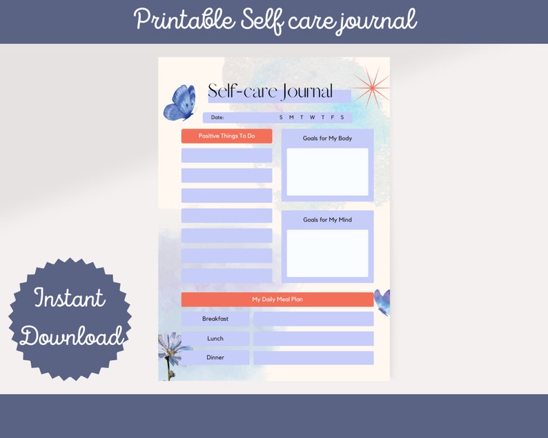 Self Care Checklist Self Care Printable Wellness Journal - Etsy
