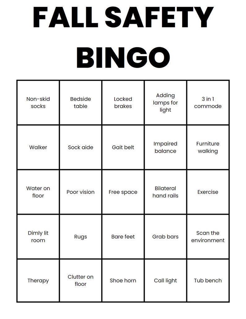 Speech Therapy- Group or Individual Fall Safety BINGO - Etsy