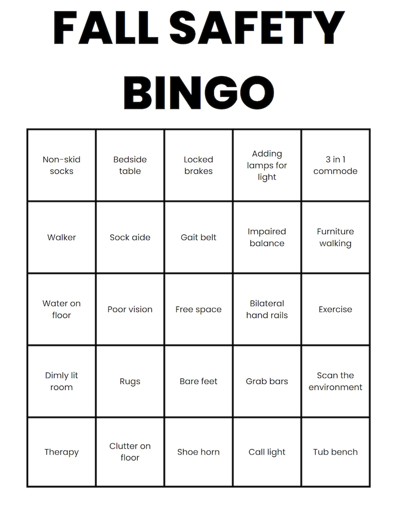 Speech Therapy- Group or Individual Fall Safety BINGO - Etsy