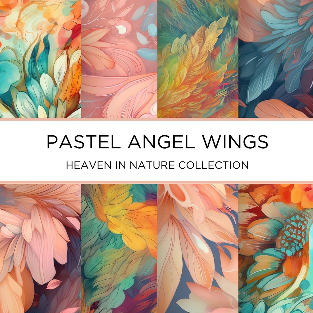 Heavenly Pastel Angel Wings Digital Paper Serene Winged Patterns 12 ...