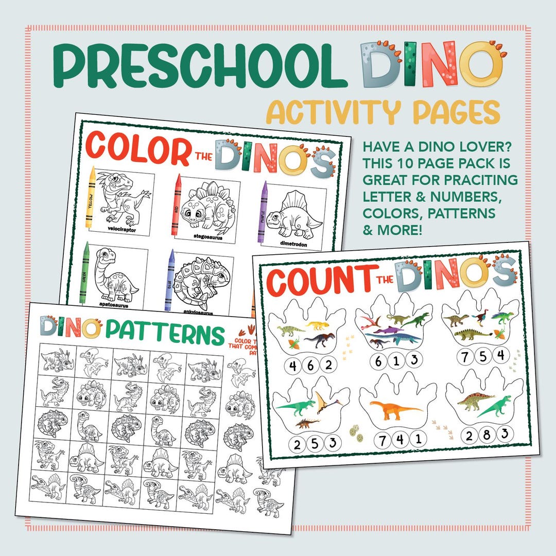 Dinosaur Preschool Activity Pack - Etsy