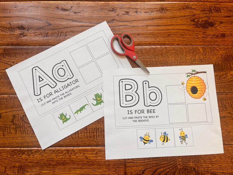 Alphabet Cut and Paste Activity Pages, Perfect for Toddler Activity and ...
