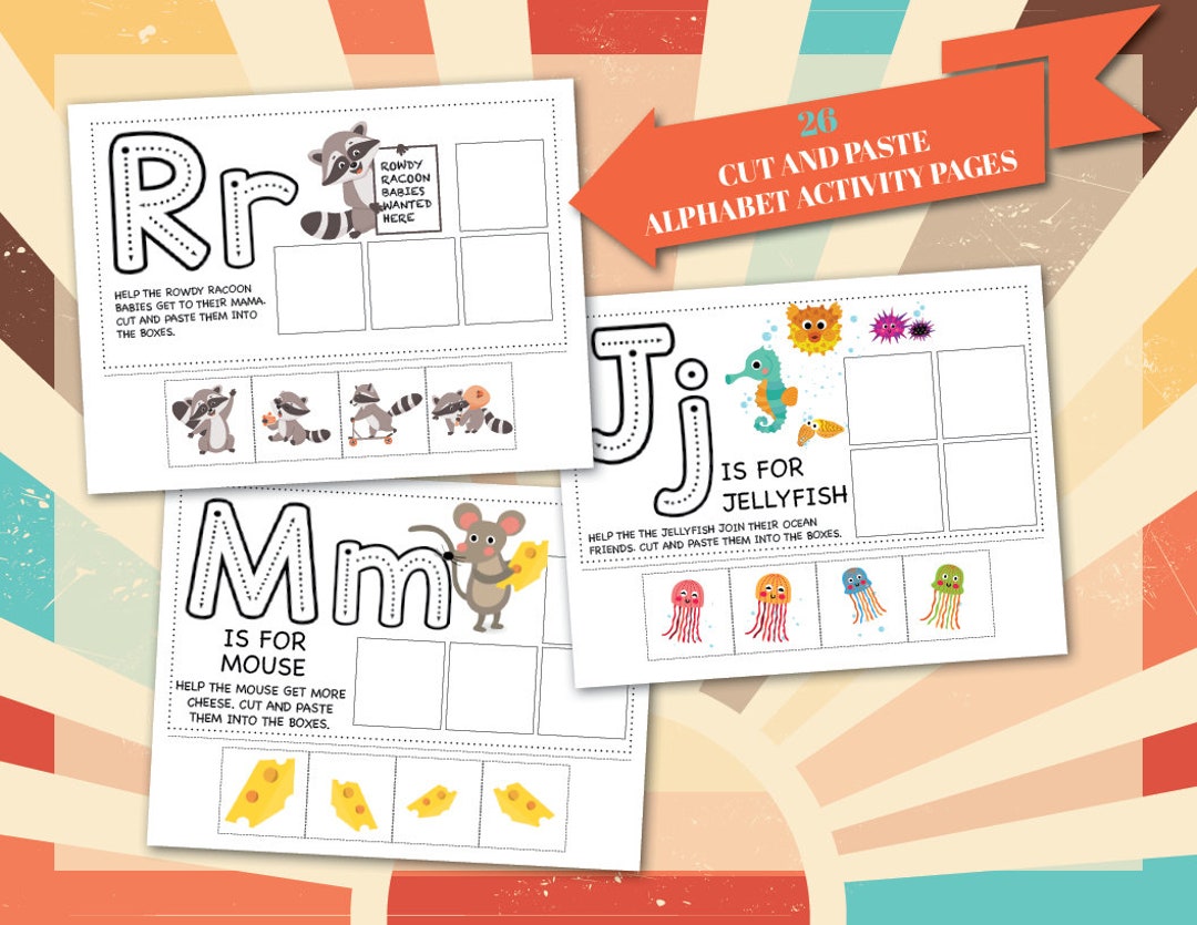Alphabet Cut and Paste Activity Pages, Perfect for Toddler Activity and ...