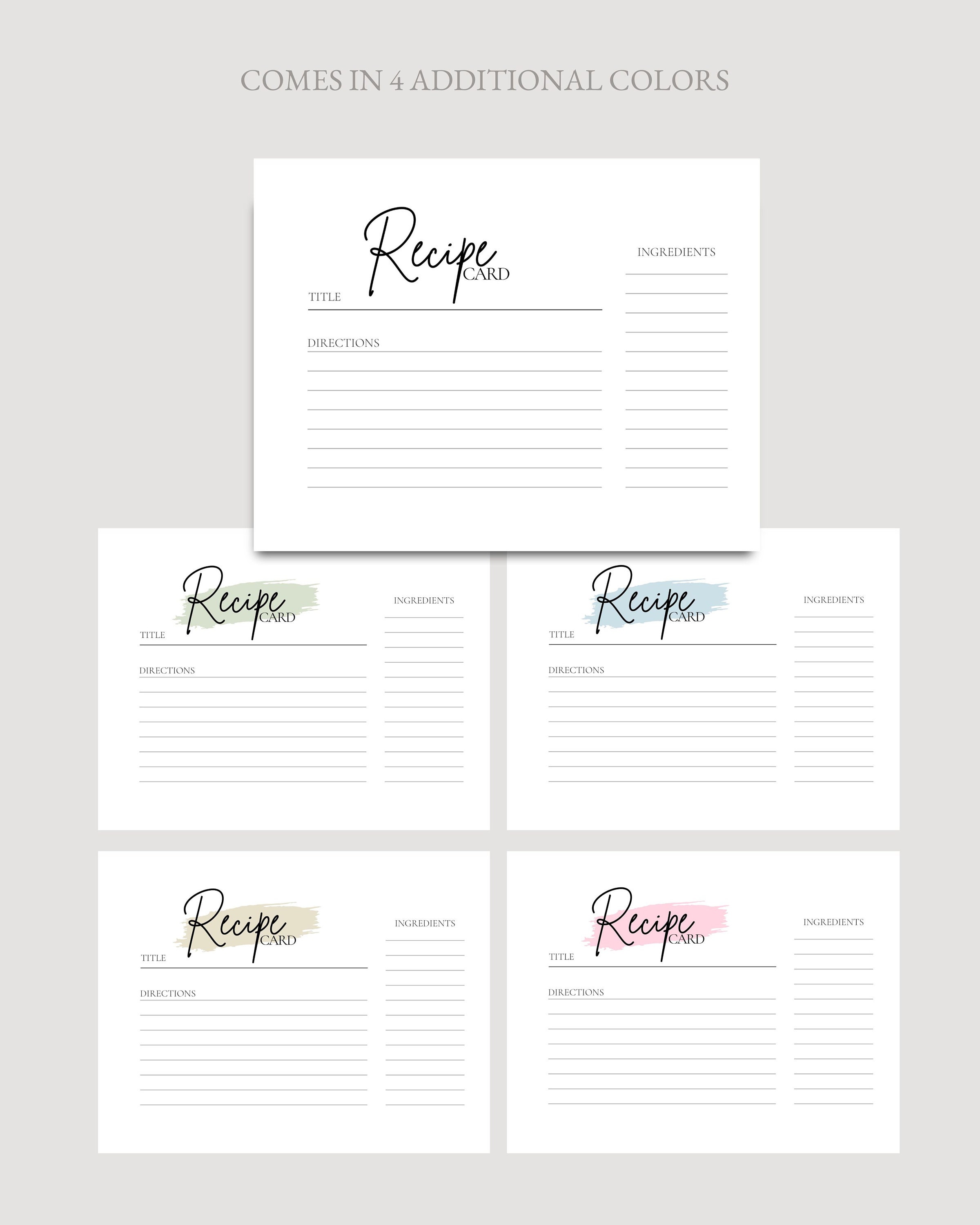 Recipe Card, Meal Card, Printable PDF 4in X 6in - Etsy