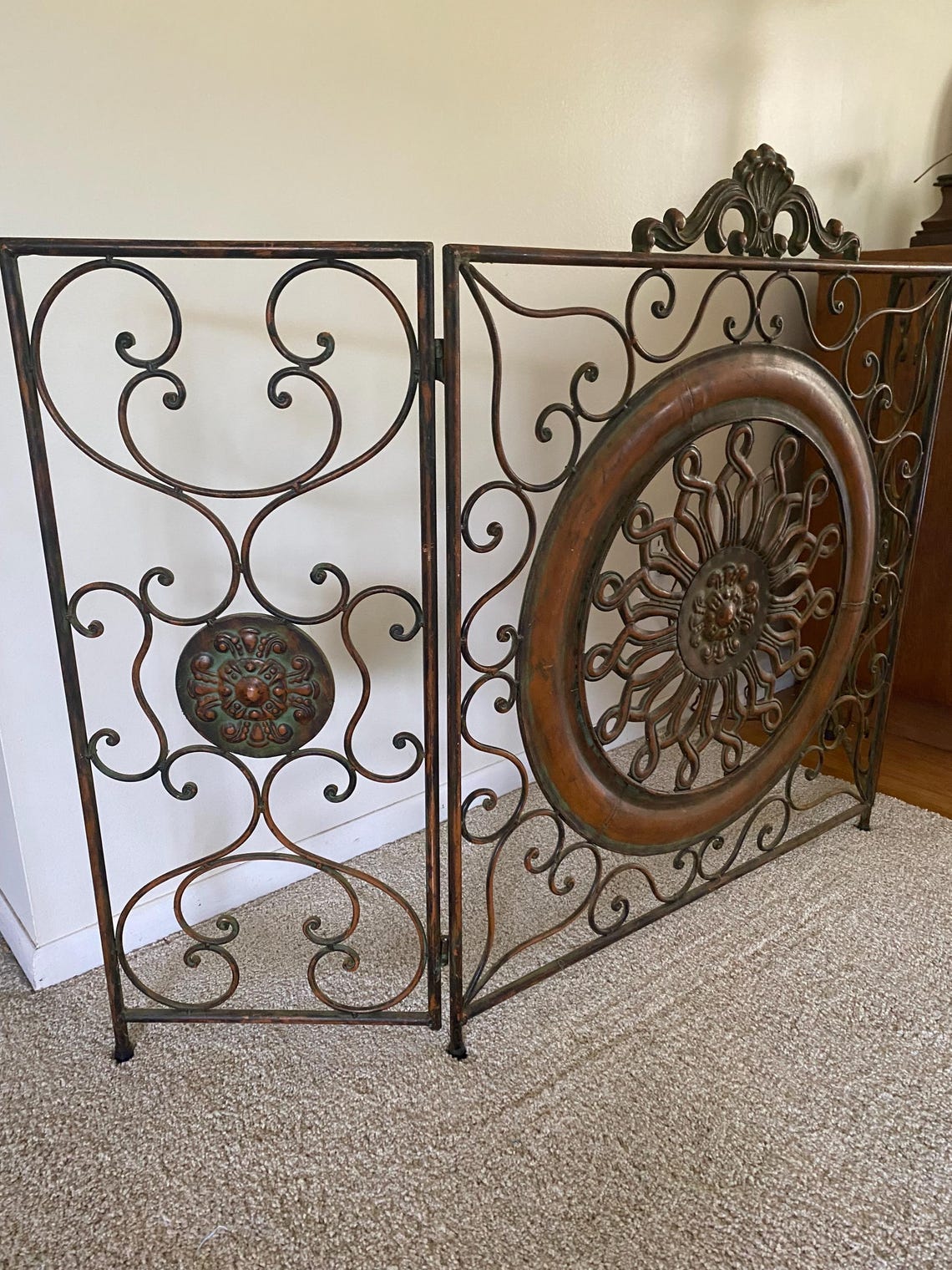 Decorative Wrought Iron Fireplace Screen, Hearth Guard, Fireplace Decor ...