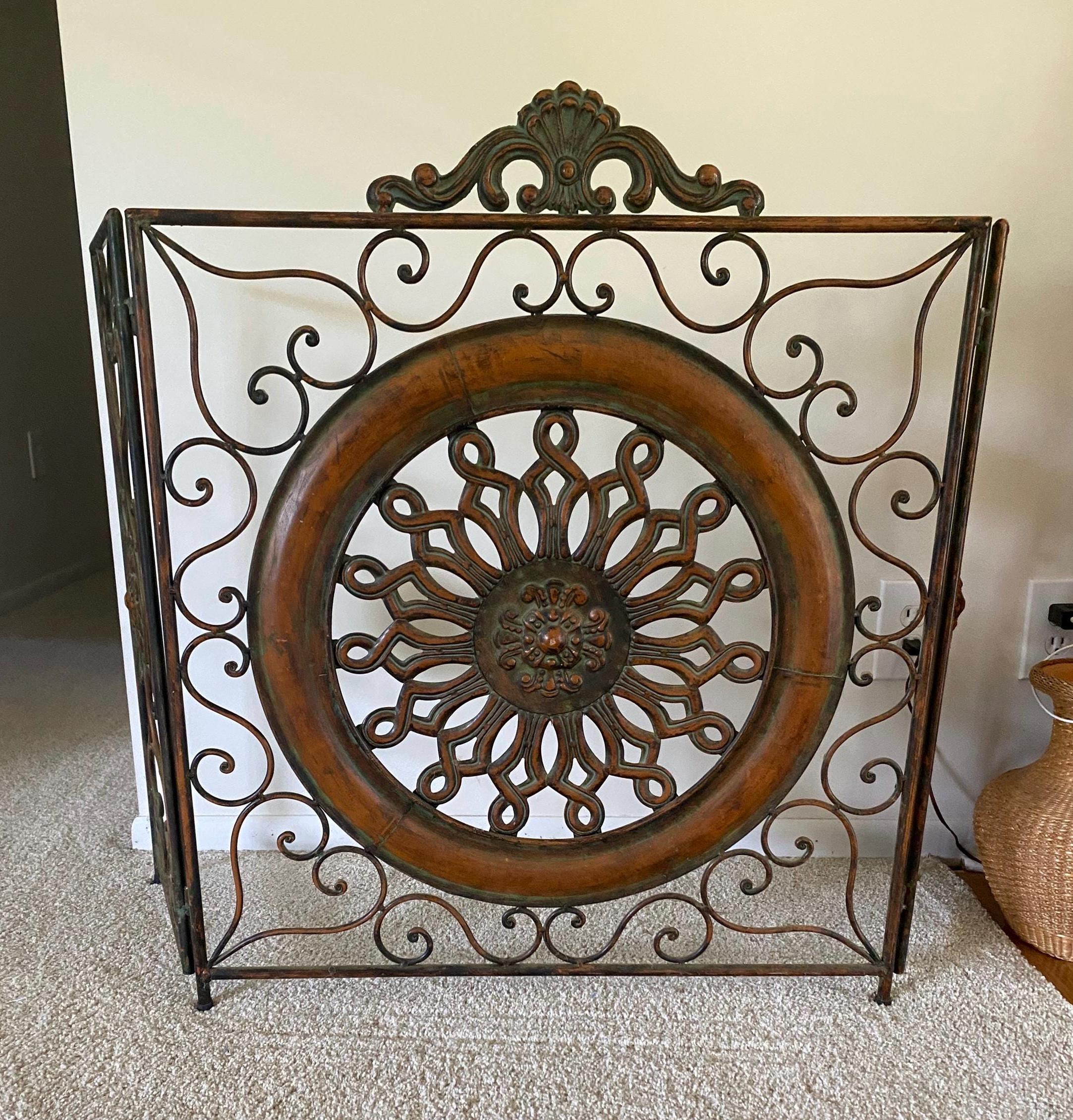 Decorative Wrought Iron Fireplace Screen, Hearth Guard, Fireplace Decor ...