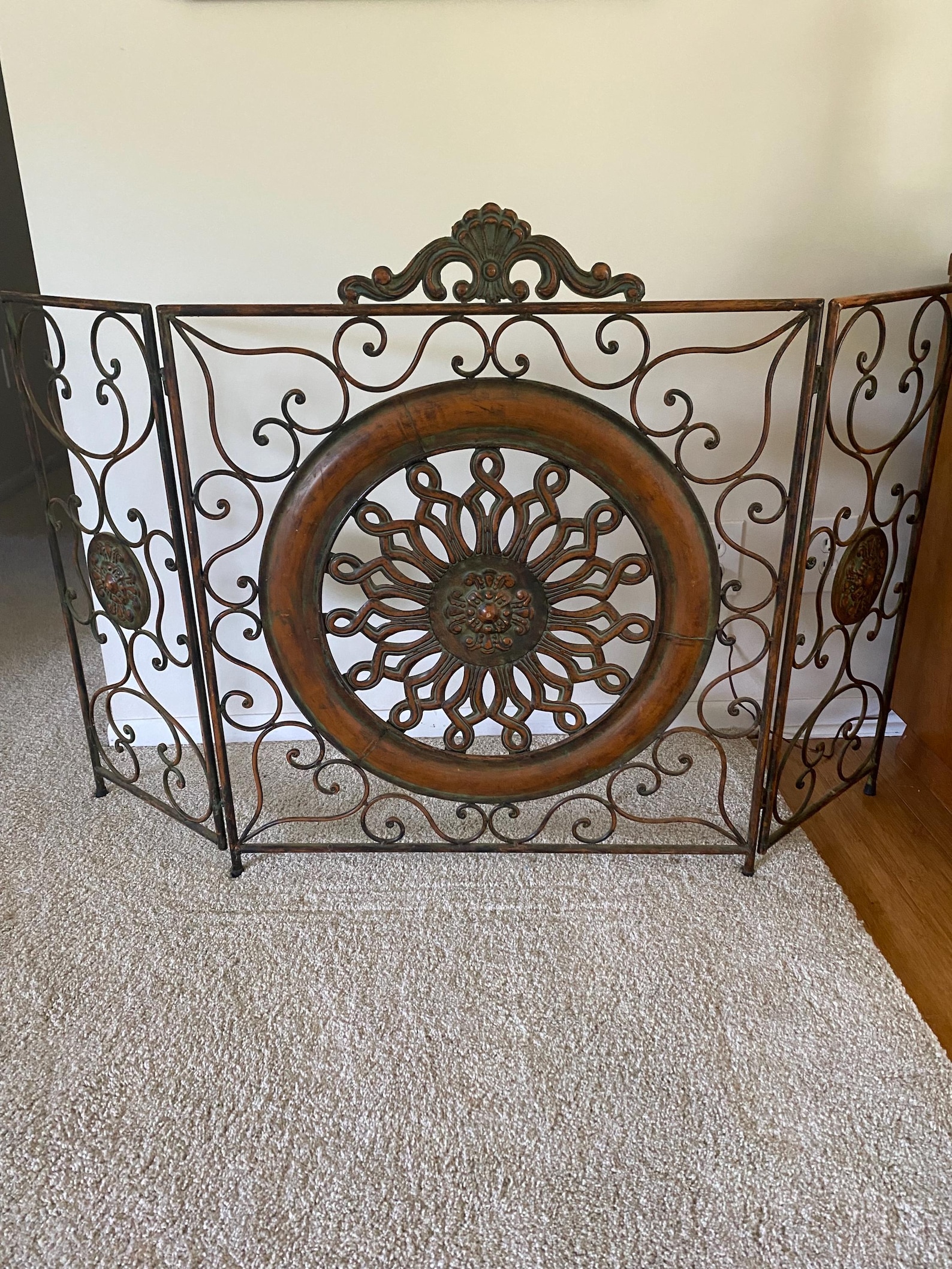 Decorative Wrought Iron Fireplace Screen, Hearth Guard, Fireplace Decor ...