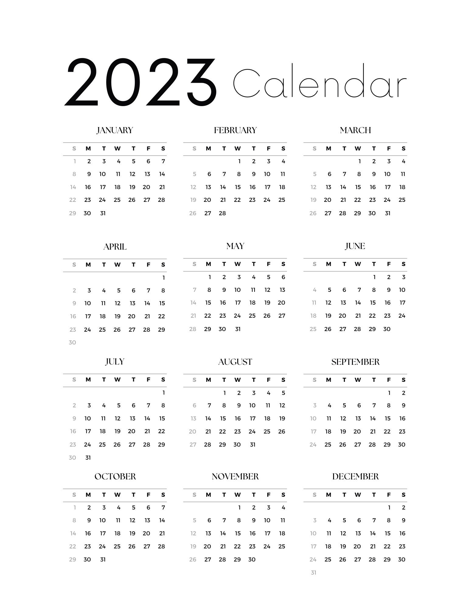 12 Month Calander for 2023 - Etsy