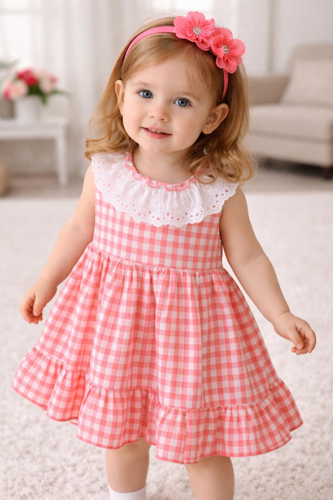 Little Girl Outfit Vichy Baby Dress Set Hypoallergenic Spanish Outfit ...
