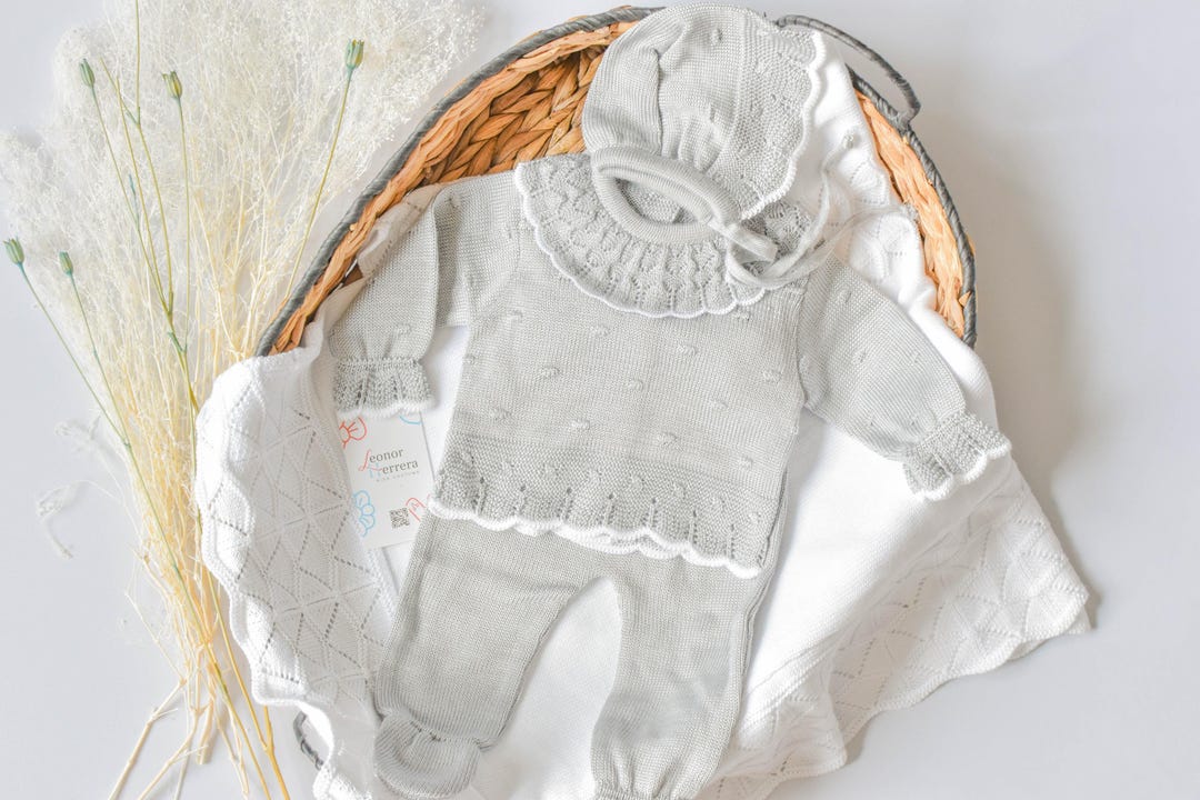 Knit Embroidered Collar Set in Grey Spanish Style Hospital Outfit - Etsy