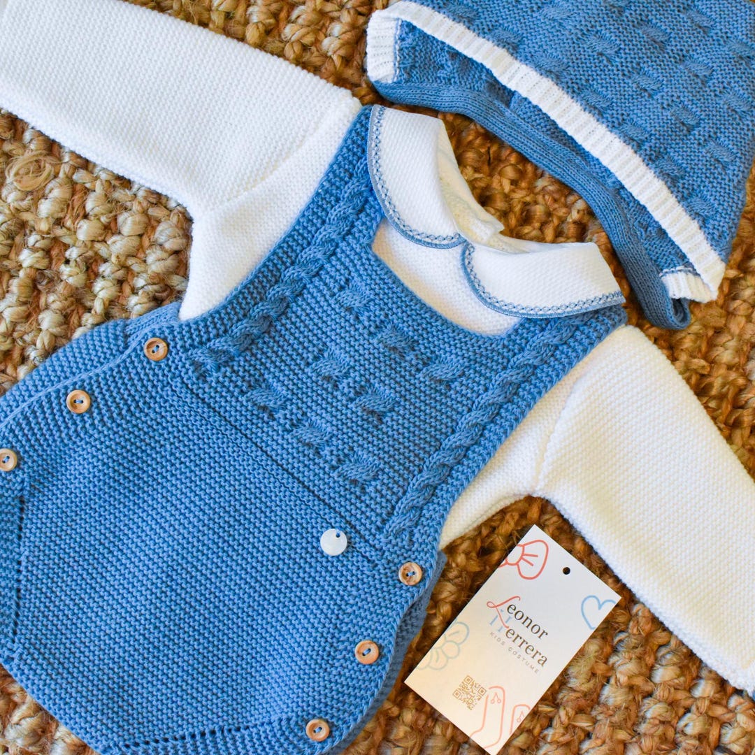 Spanish Baby Boy Knitted Newborn Set Peto Primera Puesta Baby Knit ...