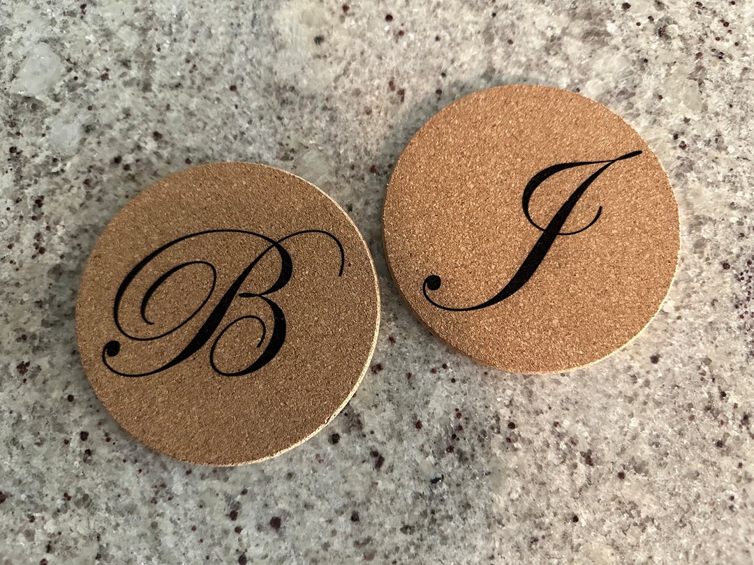 Custom Cork Coasters Laser Monogrammed With Initials - Etsy
