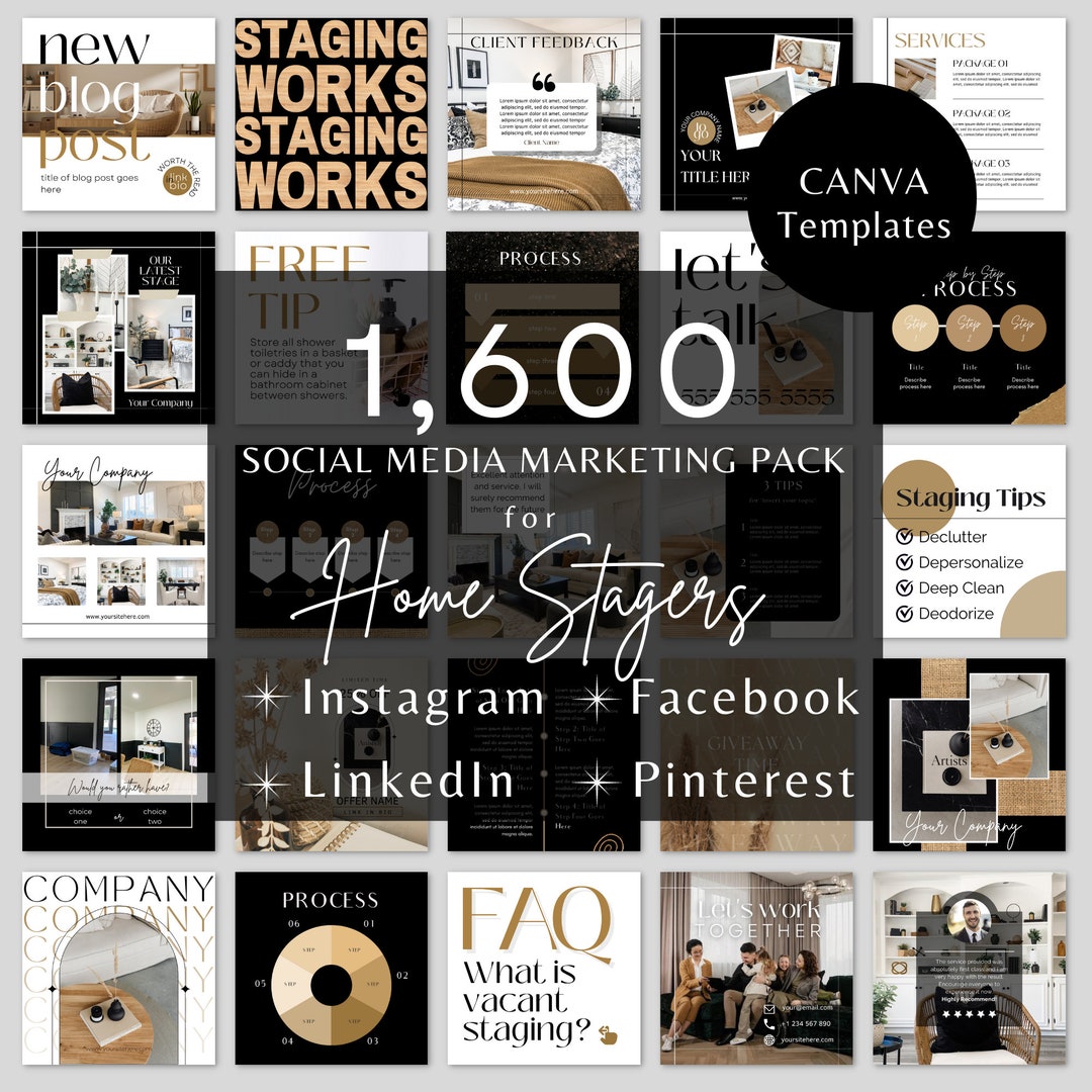 Social Media Marketing Pack Home Staging Business Instagram Posts ...