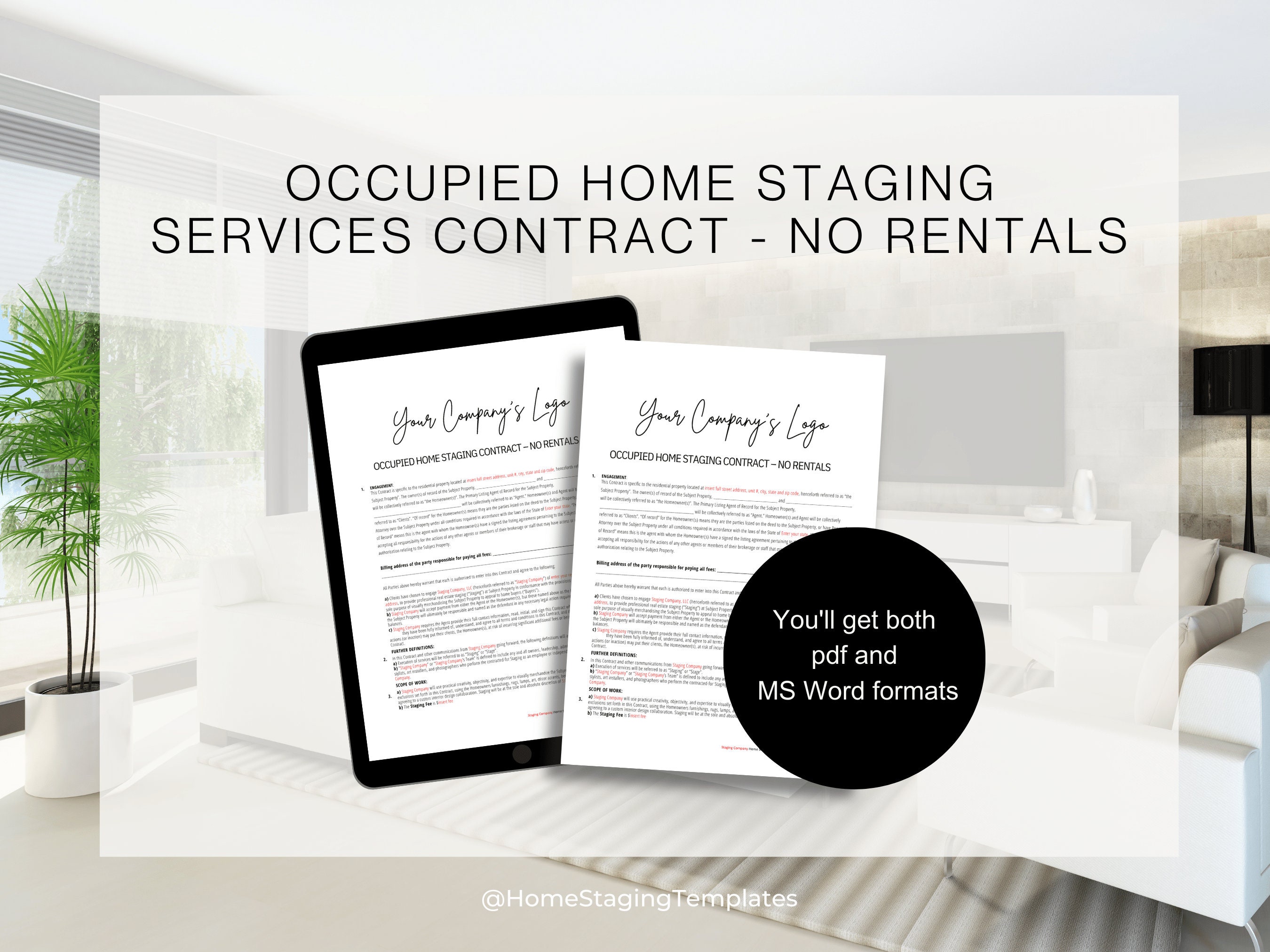 Home Staging Contract for Occupied Listings Labor Only No - Etsy
