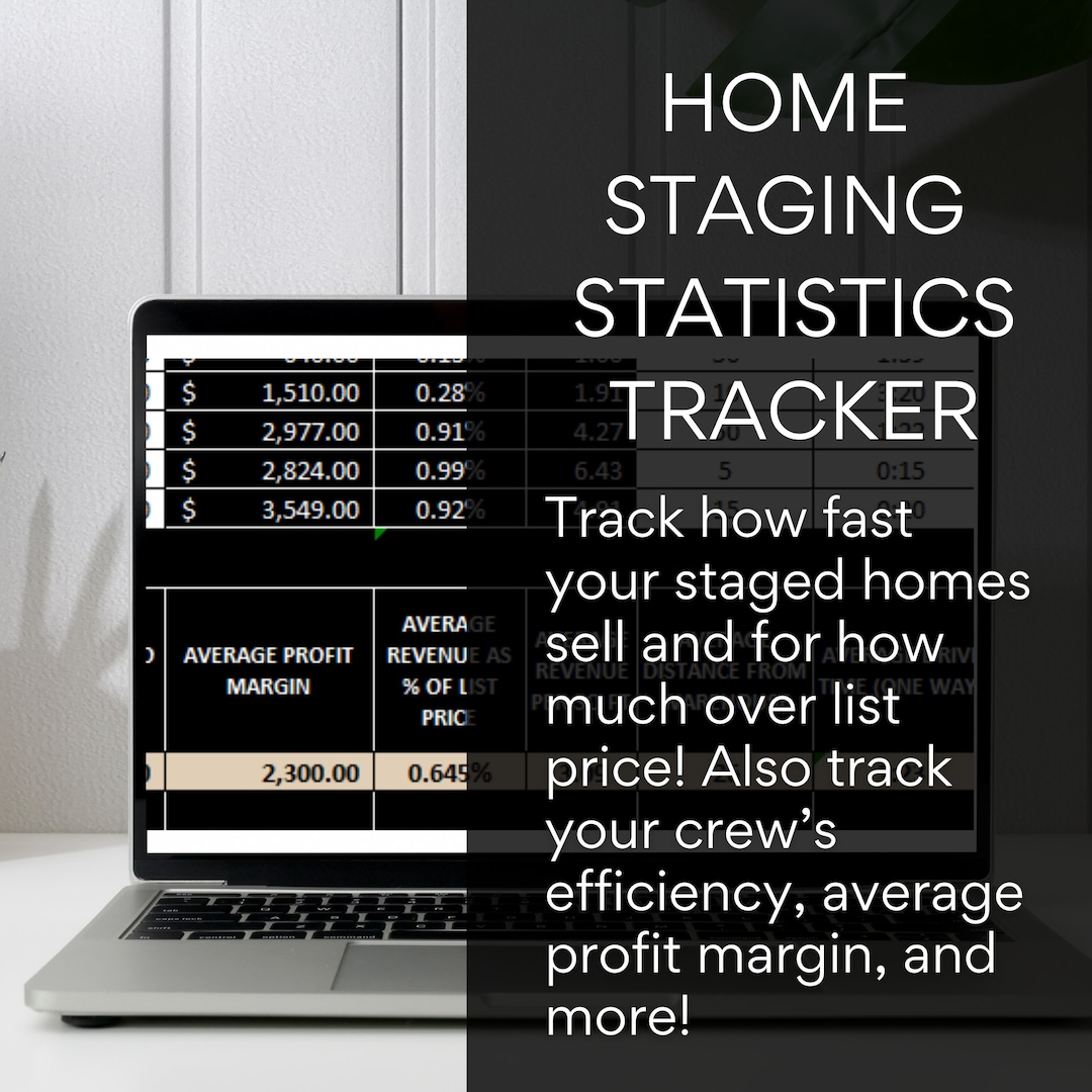 Home Staging Statistics Tracker | Excel Spreadsheet | Business Tool for ...