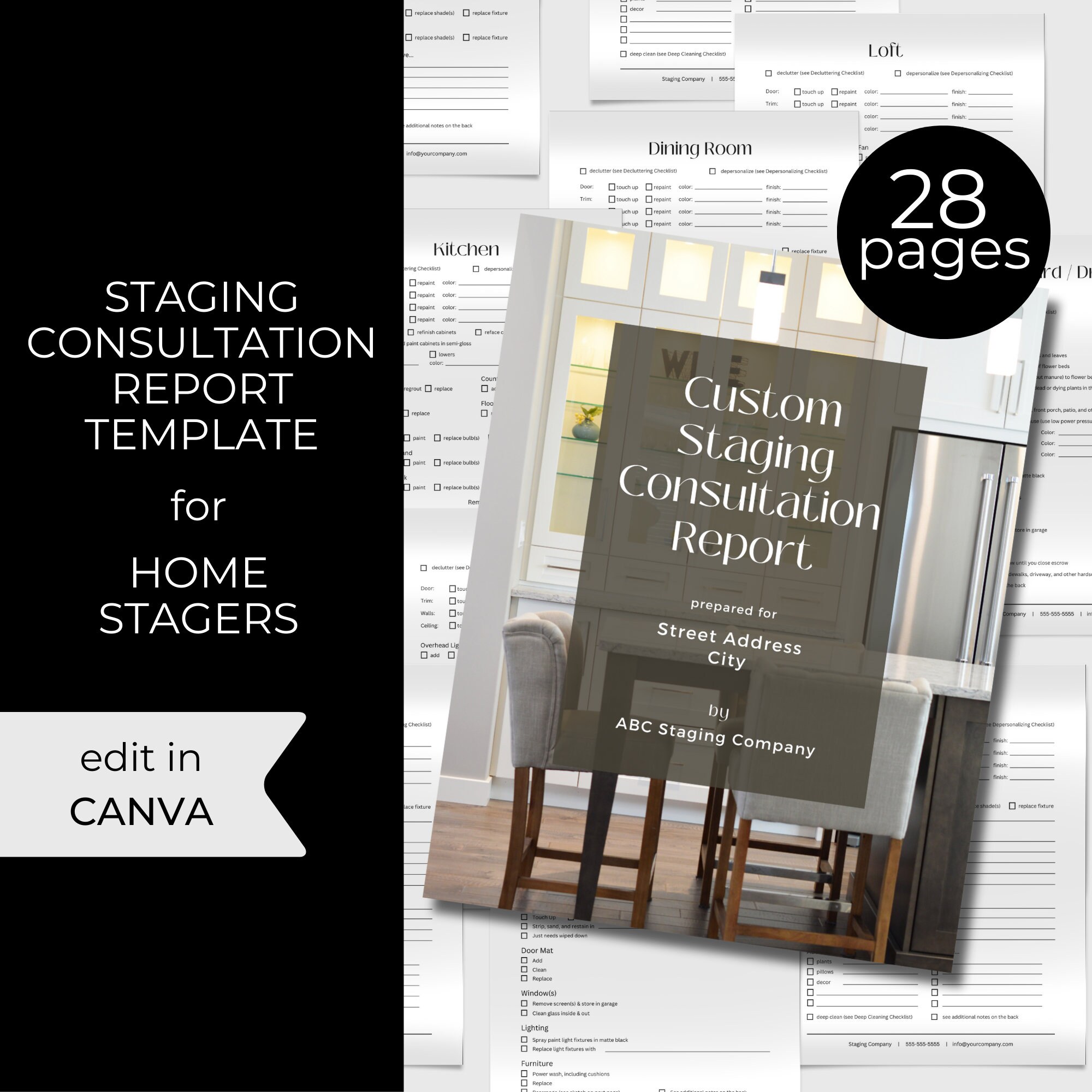 Home Staging Consultation Report Template for Real Estate Stagers | Instant Download | Fully ...