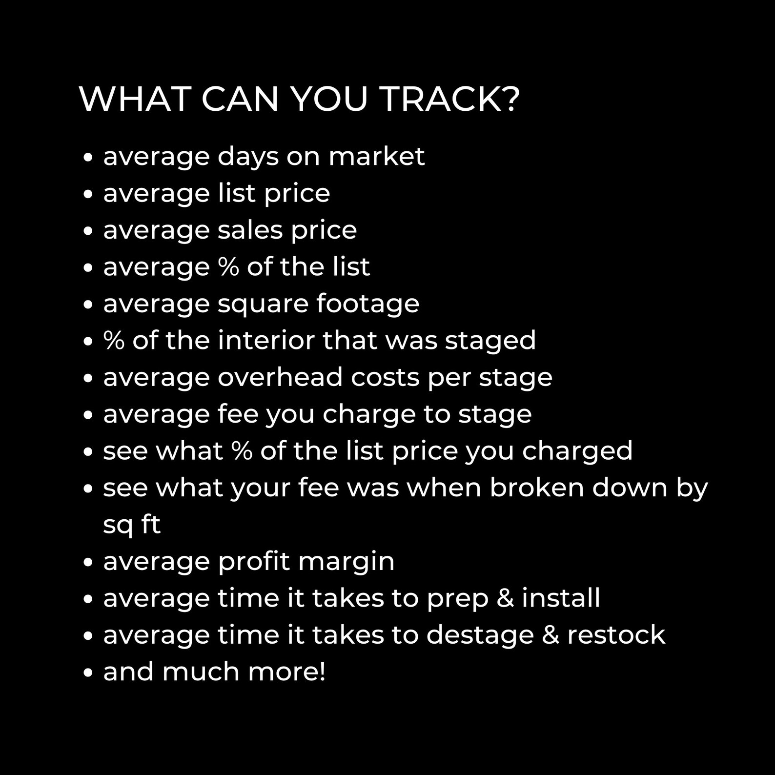 Home Staging Statistics Tracker | Excel Spreadsheet | Business Tool for ...