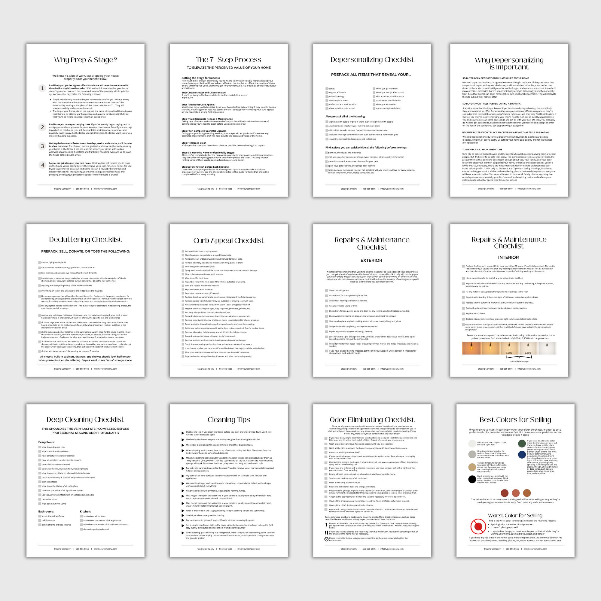 Home Staging Consultation Report Template Bundle | Checklists, Guides ...
