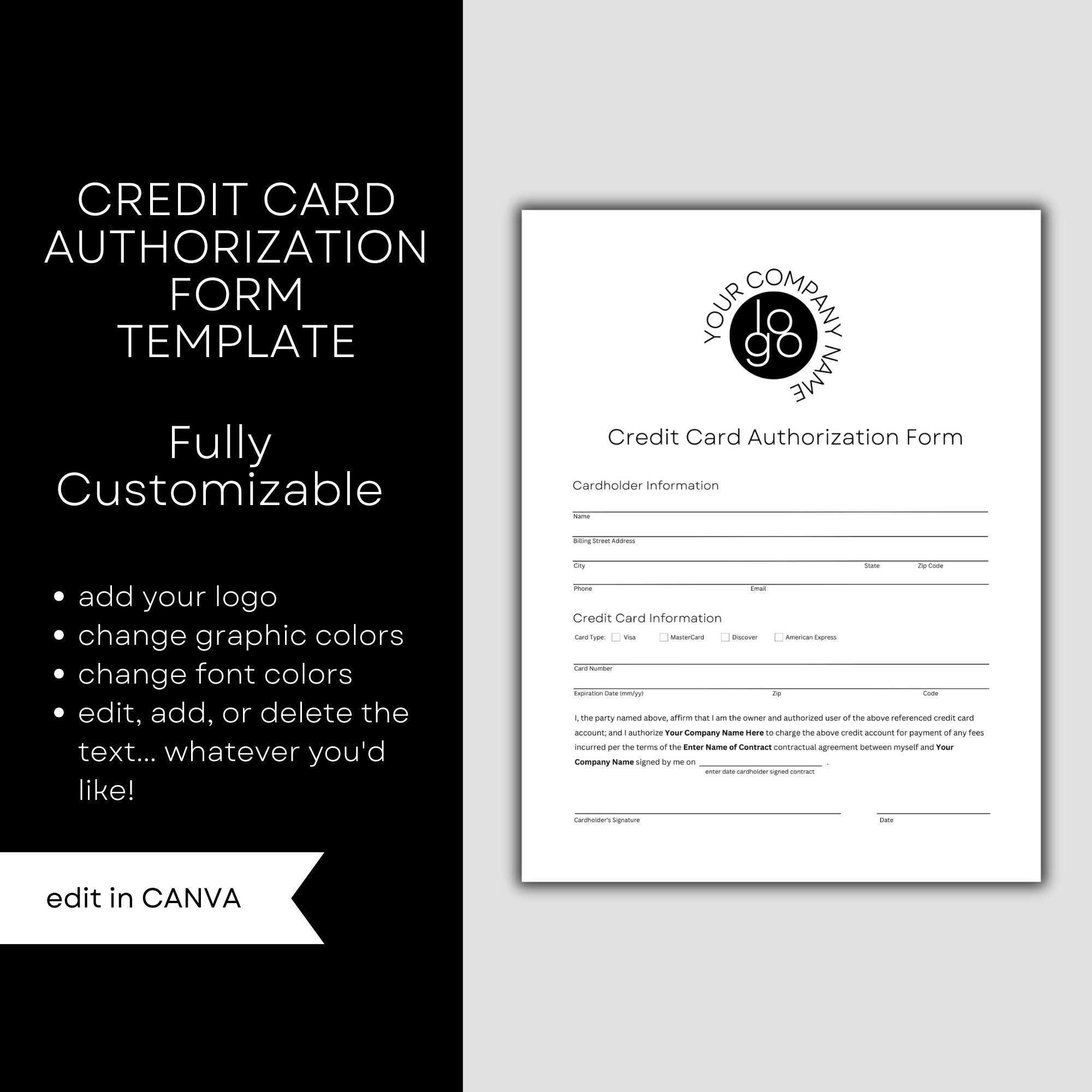 Credit Card Authorization Form Template Premium Kredietcard