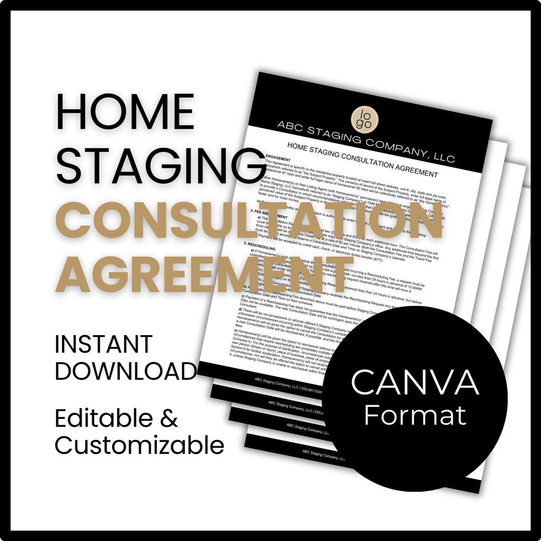 Home Staging Consultation Agreement for Real Estate Stagers | Instant ...