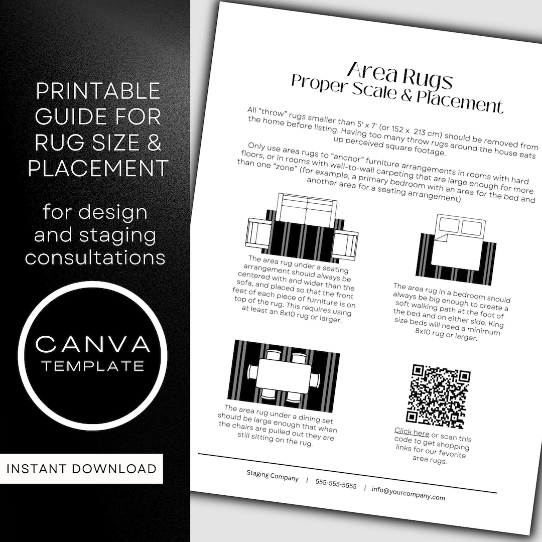 Home Staging Guide | Printable Handout for Rug Size and Placement | for ...