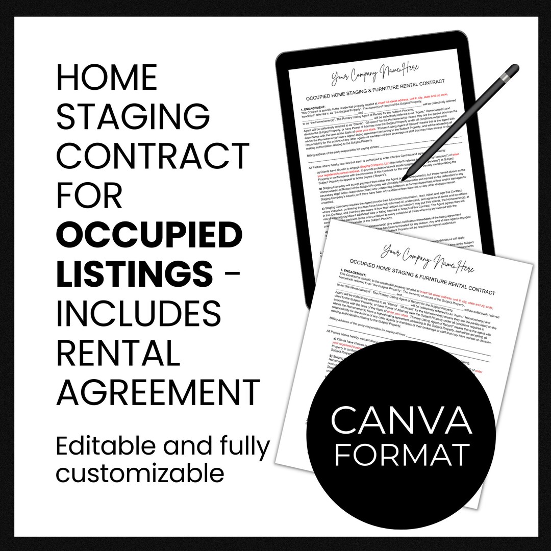 Home Staging Contract for Occupied Listings With Rental Agreement for ...