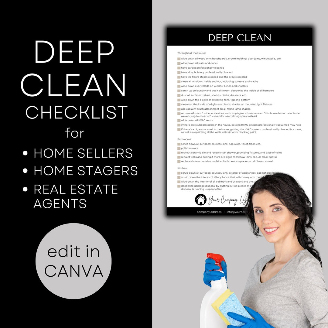 Deep Clean Checklist | Listing Preparation Check List for Home Sellers ...
