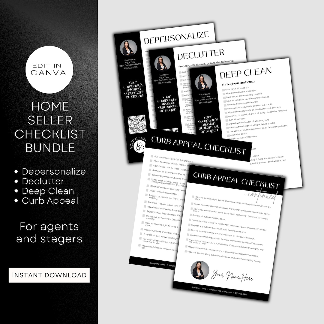 Home Staging Checklist Bundle | Black & White | Declutter ...