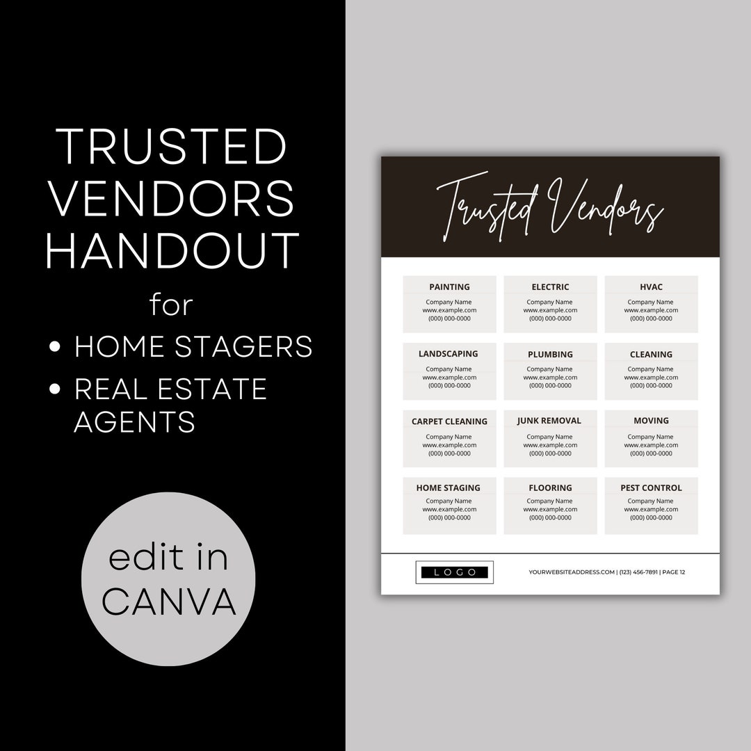 Trusted Vendors List for Real Estate Agent or Home Staging Company ...