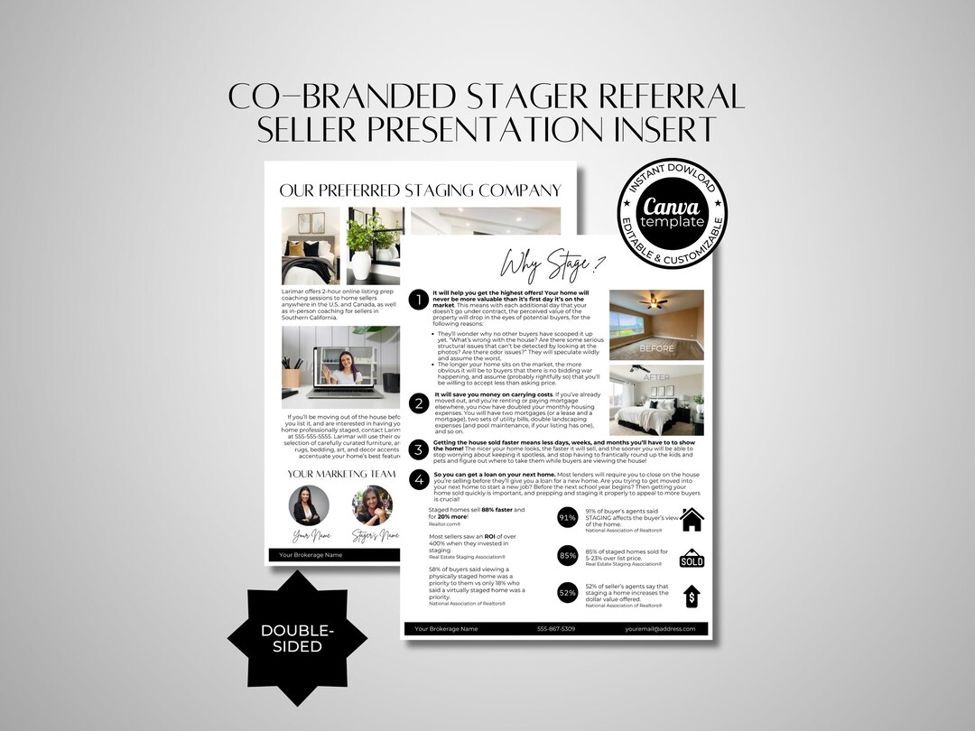 Co-branded Home Staging Referral Flyer | Listing Presentation Insert ...