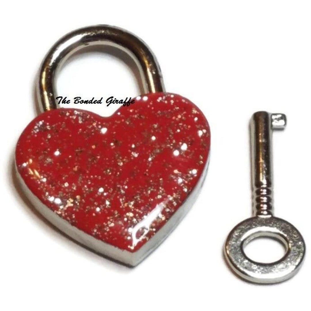 Glitter Heart Lock, Lock and Key for Discrete Daycollar-submissive ...