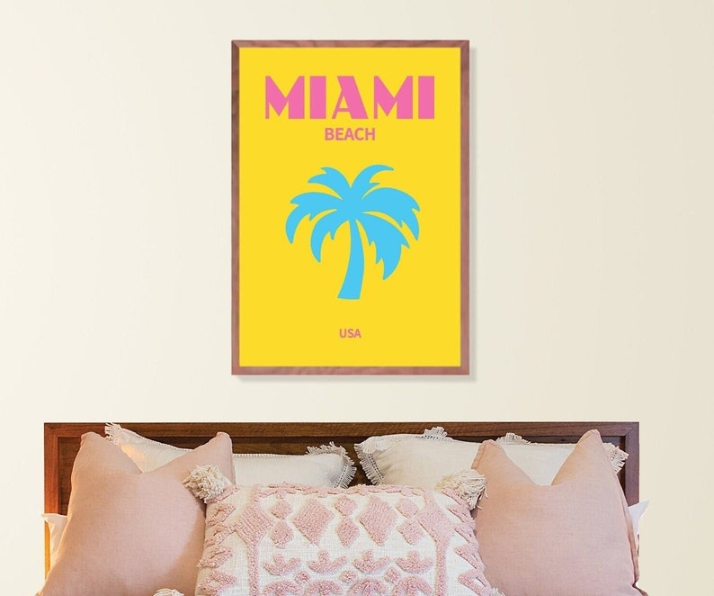 Miami Poster Preppy Wall Art Room Decor Apartment Wall Art - Etsy