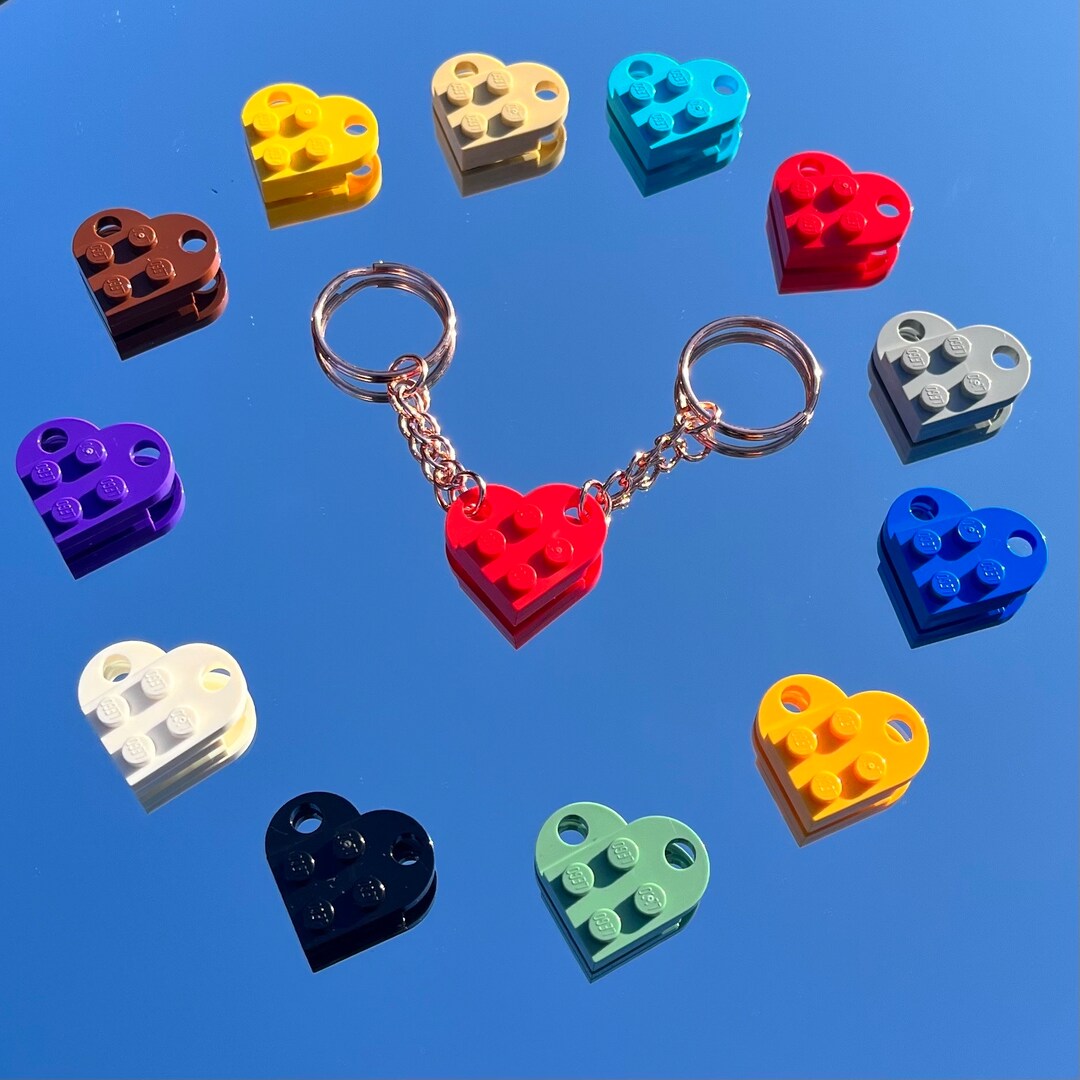 Lego Heart Keychain Set Rose Gold Made With Authentic - Etsy