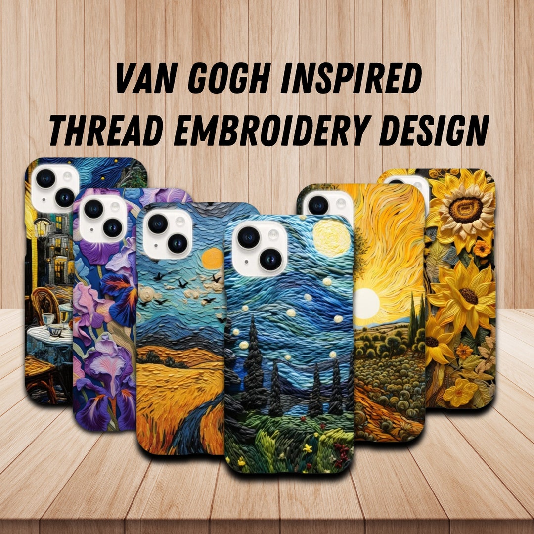 Vincent Van Gogh Phone Case Thread Embroidery Rework | Vintage ...