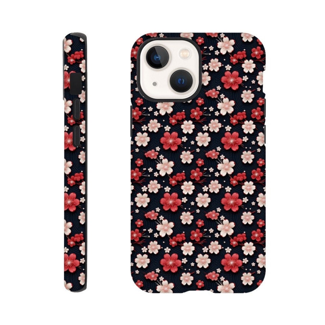 Japanese Cherry Blossom Sakura Flowers Embroidery Phone Case Sashiko ...