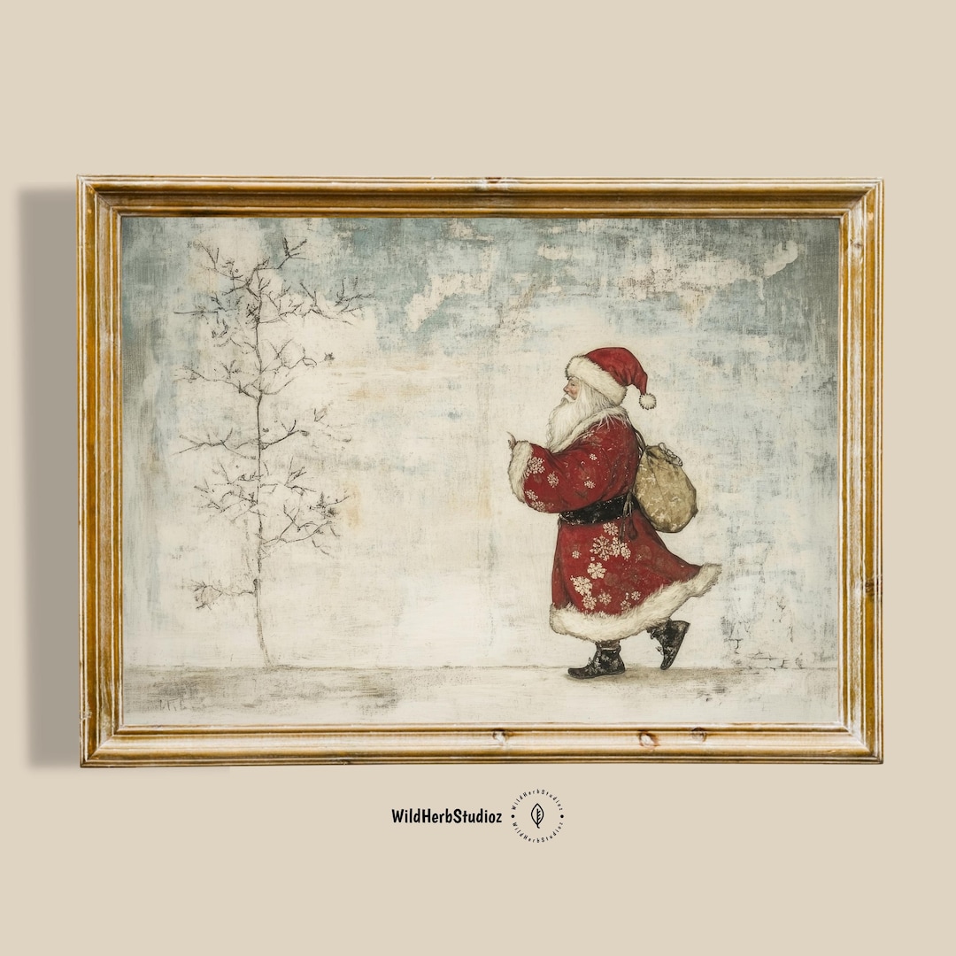 Japanese Santa Claus Art: Unique Christmas Wall Decor, Santa in Kimono ...