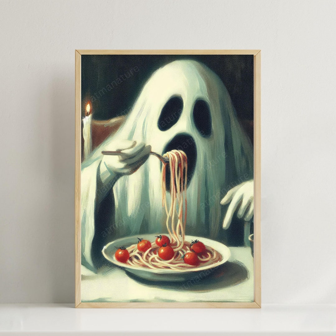 Spooky Spaghetti Ghost Dining Wall Art | Haunted Halloween Ghost Print ...