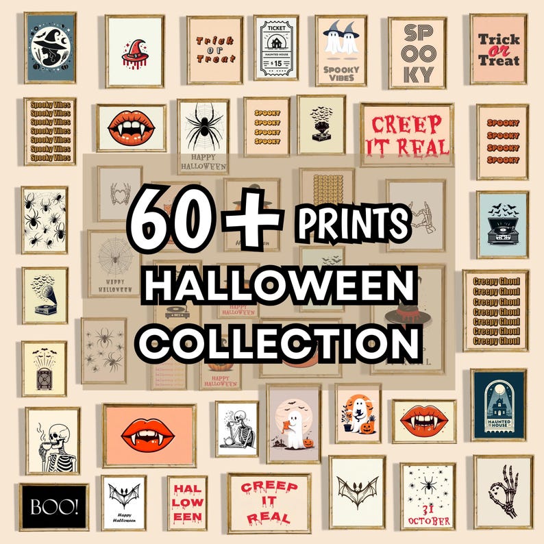 Boho Halloween Art Prints: Eclectic Gallery Wall Set (digital Download ...
