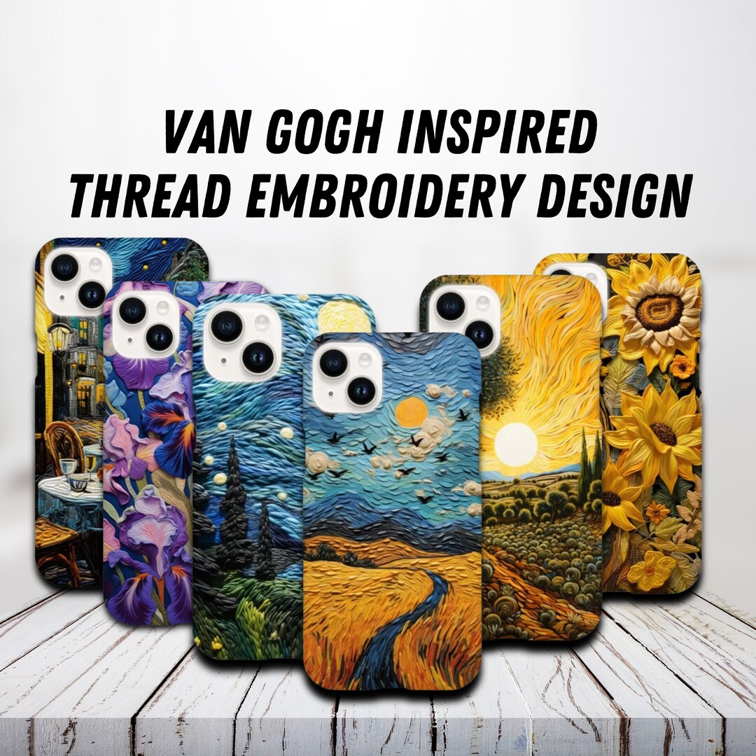 Vincent Van Gogh Phone Case Iconic Art Embroidery Cover for iPhone 15 ...