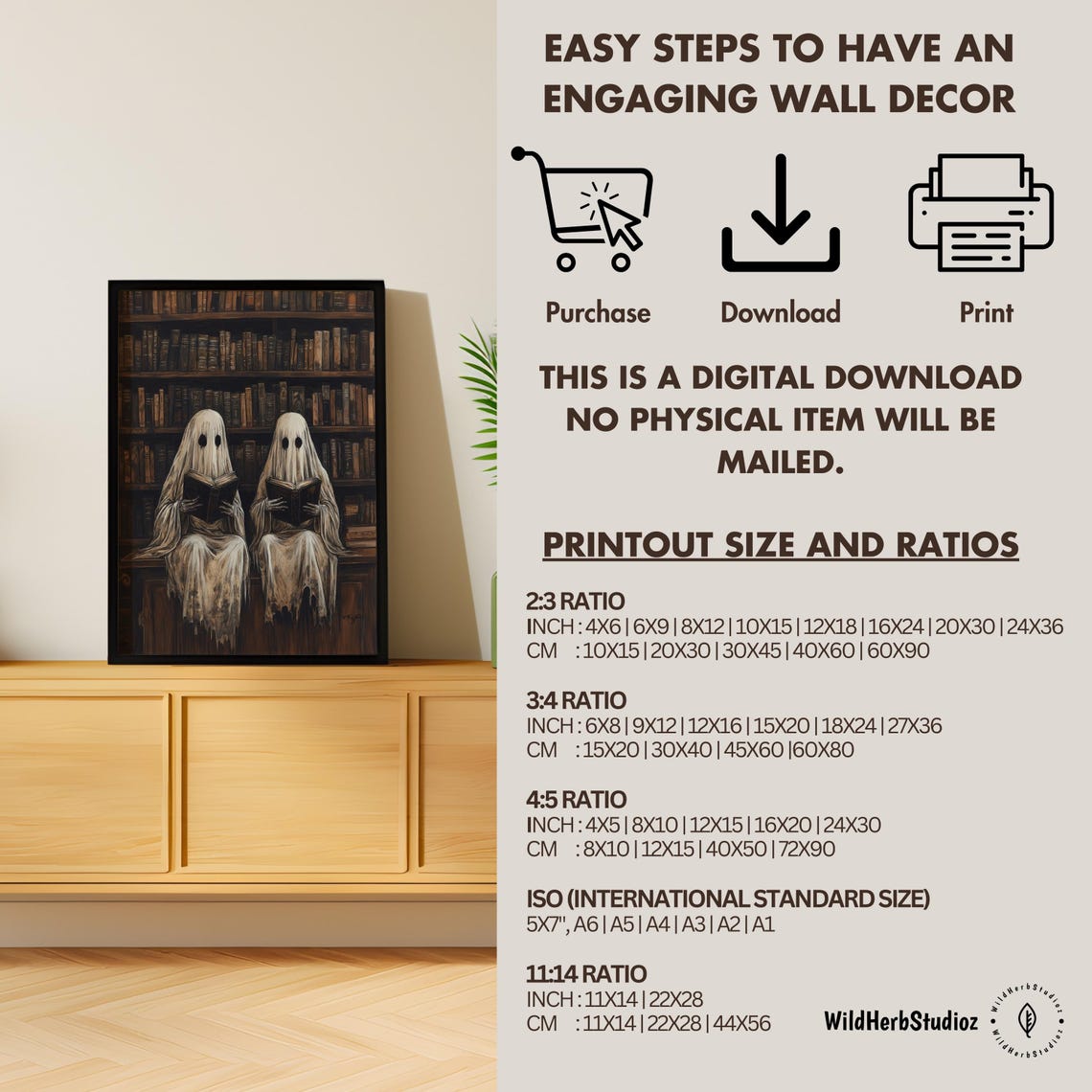 Gothic Ghosts in Library Art Print: Dark Academia Vintage Poster ...
