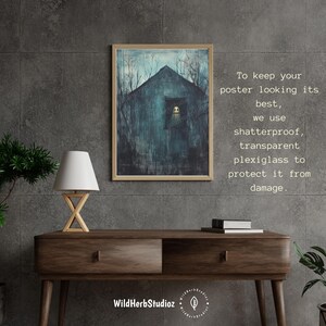 Haunted House Ghost Painting Wall Art | Vintage Poster Halloween Rustic ...