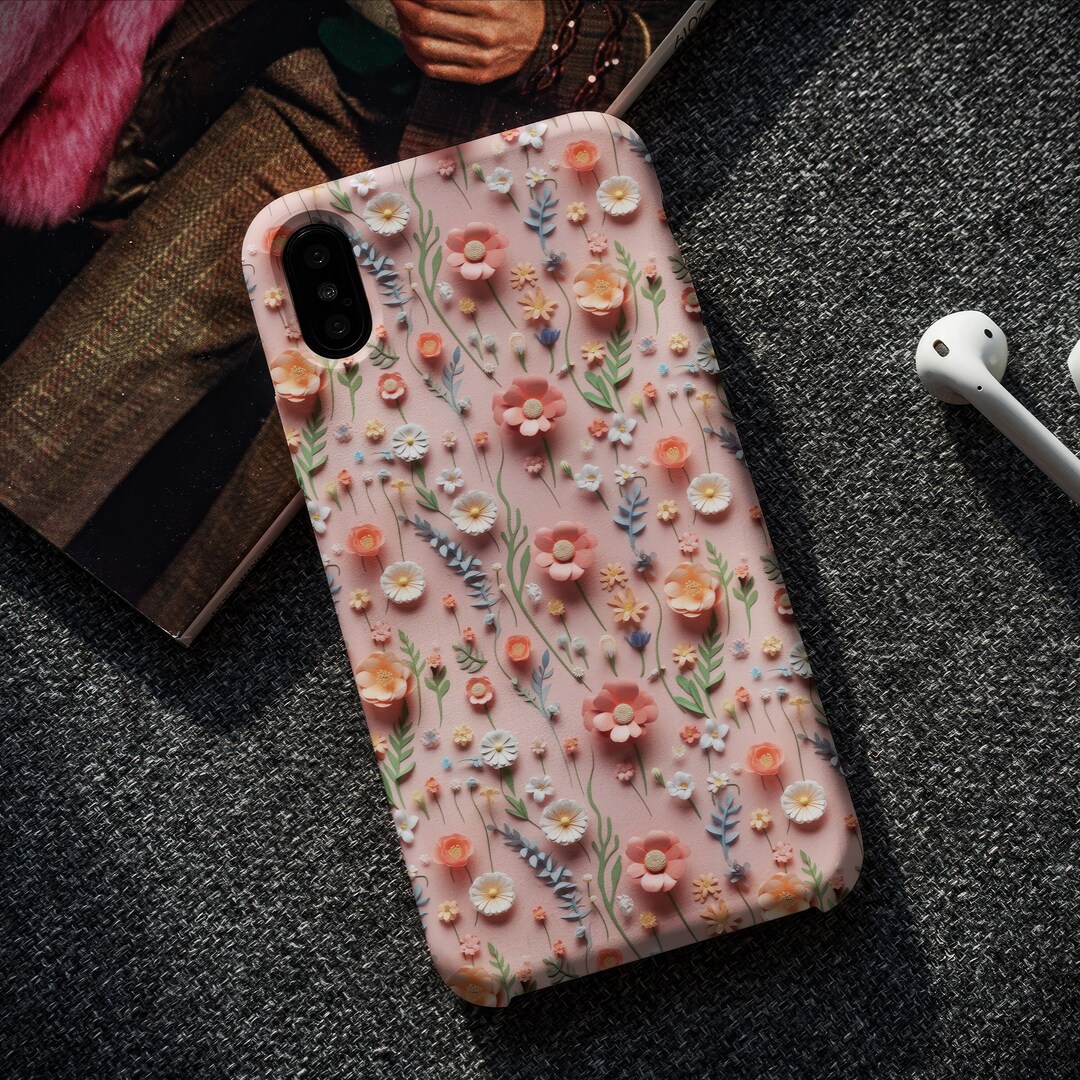 Pastel 3D Floral Cottagecore Phone Case | Delicate Boho Flowers Phone ...
