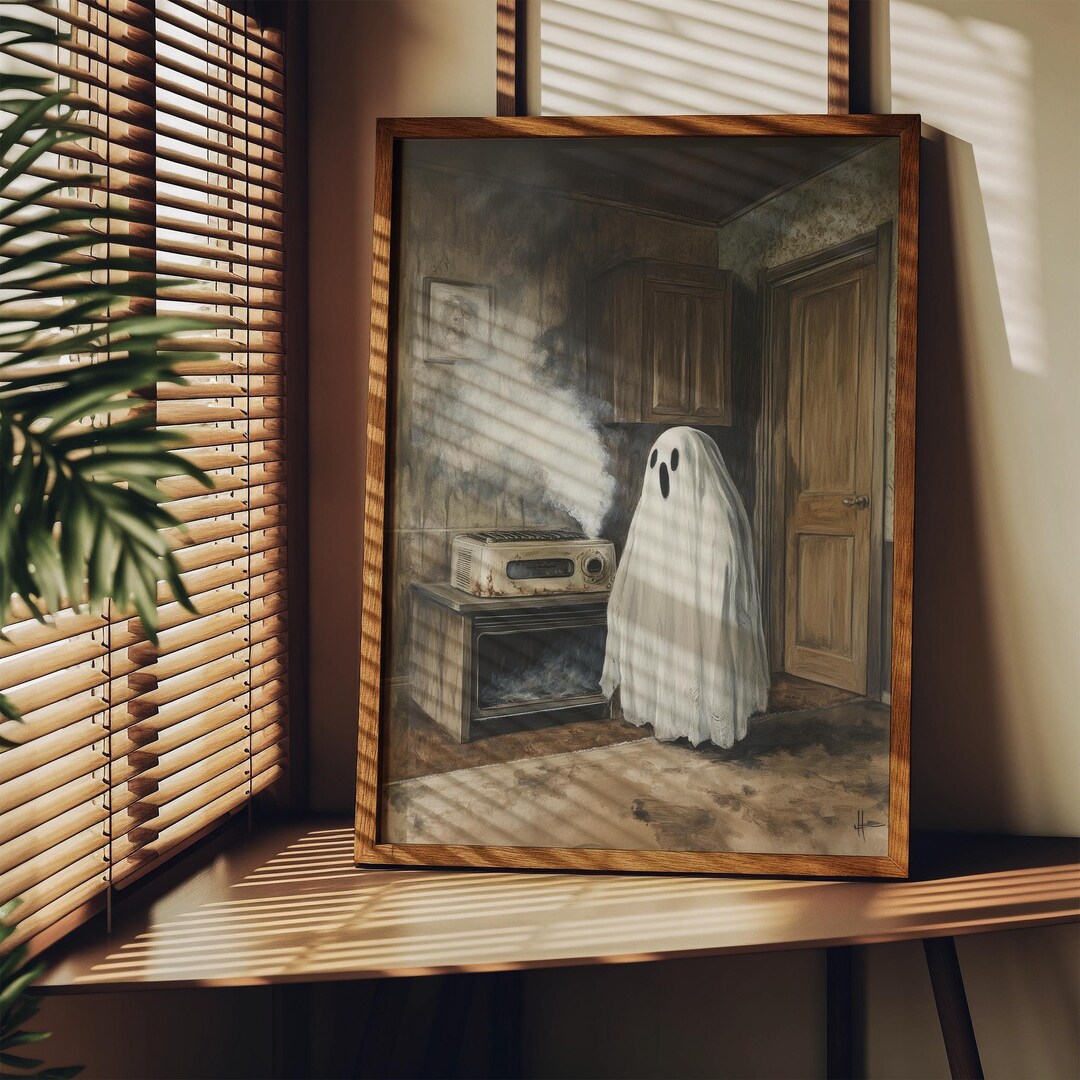 Ghost With Toaster Painting Wall Art | Rustic Vintage Ghost Poster ...