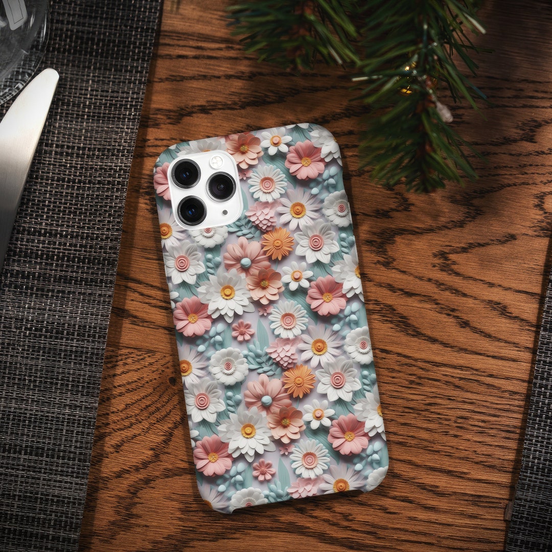 3D Pastel Floral Cottagecore Phone Case | Delicate Boho Flowers Phone ...
