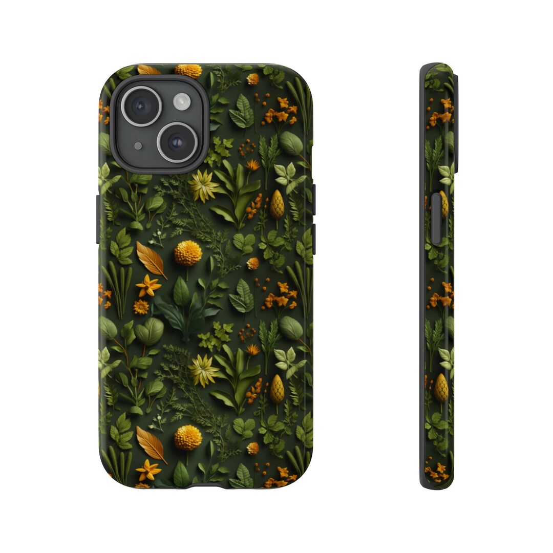 Dark Green Aesthetic Botanical Garden Phone Case | Vintage Boho 3D ...