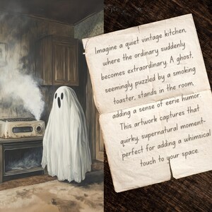 Ghost With Toaster Painting Wall Art Rustic Vintage Ghost Poster Dark ...