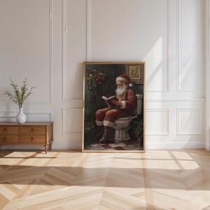 Santa on Toilet | Santa Claus Reading Wall Art | Quirky & Funny Xmas ...